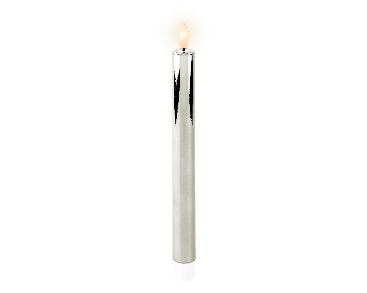 LED Wick Dinner Candle Steady BO Indoor Silver/Warm White H24.50cm ...