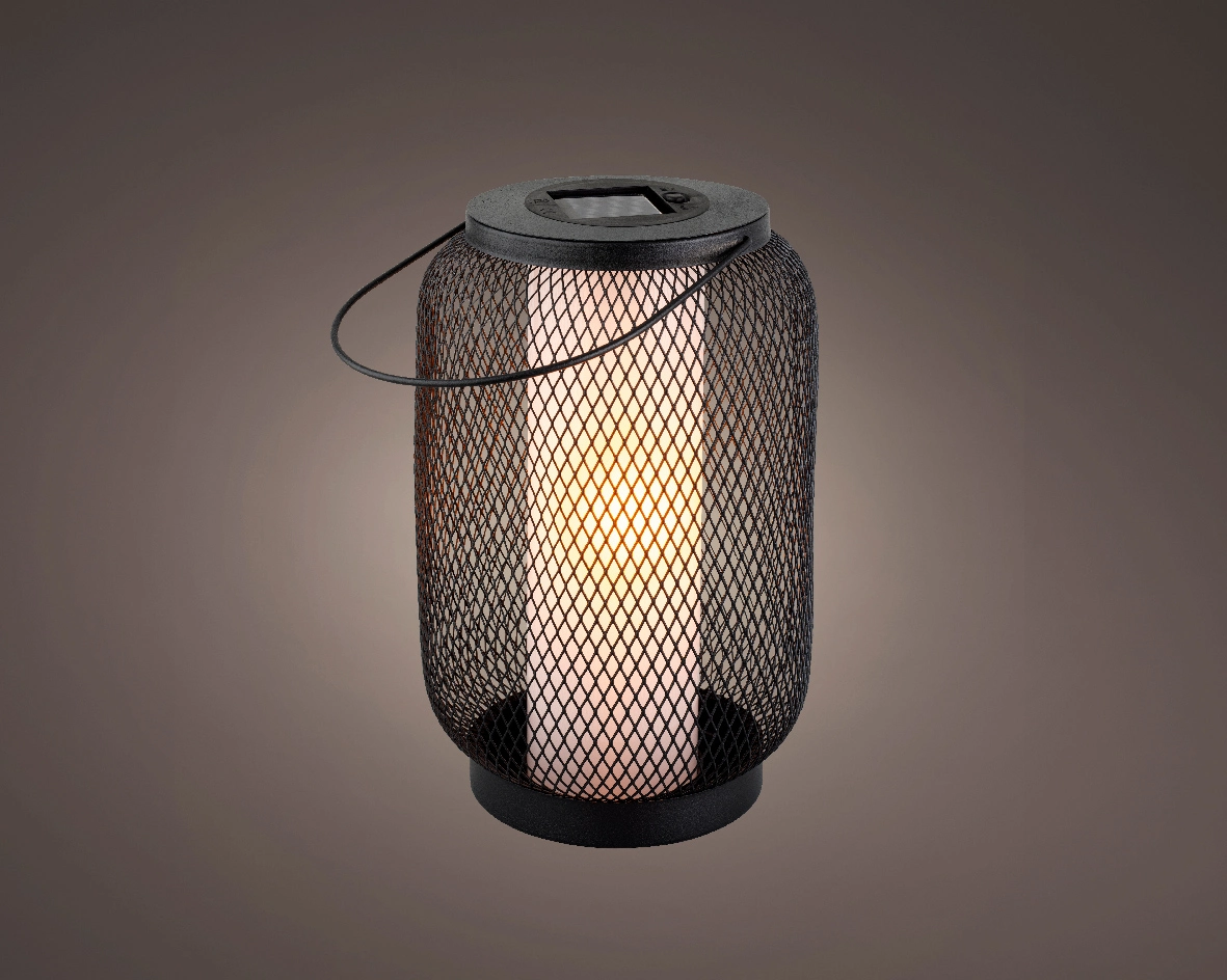 Solar Lantern Metal Fire Flame Effect H24.00cm-1L black - Jones Garden ...